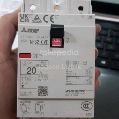 Jual NFB MCCB MITSUBISHI NF32 CVF 3P 20A No Fuse Breaker NF32-CVF 3P ...