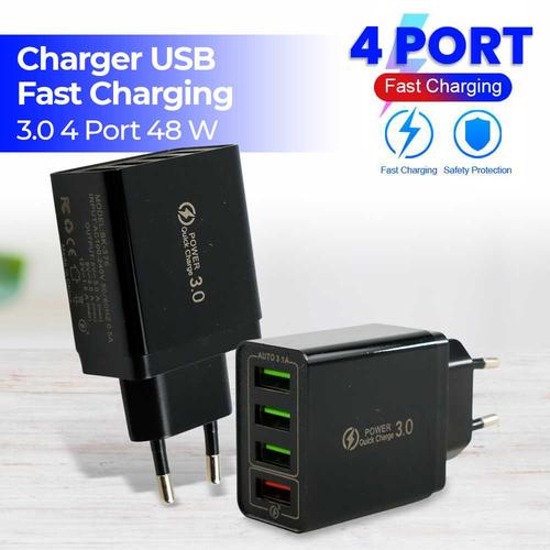 Jual Kepala Cas Charger USB 3.1A Fast Charging QC 3.0 4 Port 48W 4 ...