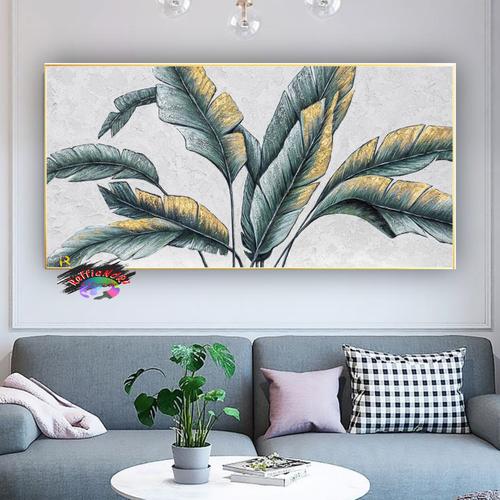 Jual Lukisan Tangan Modern Abstract Texture Pohon Pisang Emas - 80x150 ...