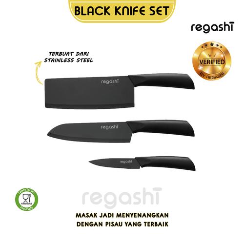 Promo Regashi Set Pisau Dapur Anti Karat | Black Knife Set - Black - Kab. Tangerang - Regashi.id ...