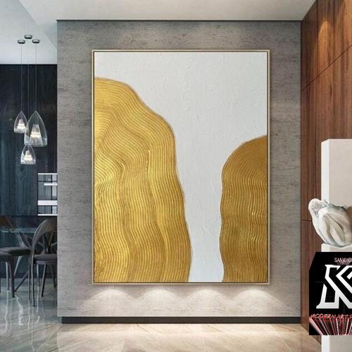 Jual Lukisan abstrak texture aksen gold ukuran 60x80cm BINGKAI ...