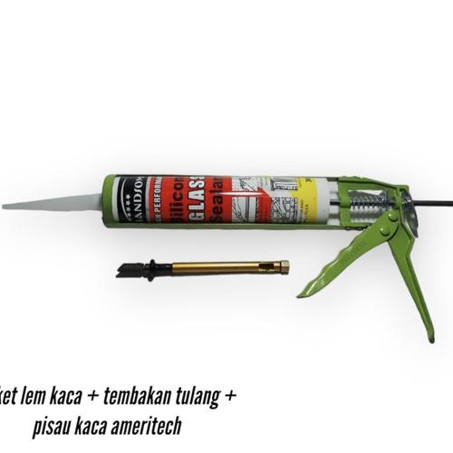 Jual Paket lem kaca silicone sealant + pisau kaca premium ameritech ...