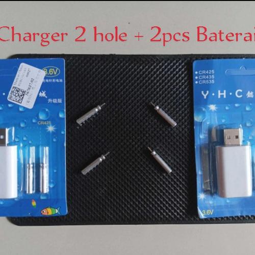 Jual Charger + 2 Baterai Pelampung Pancing Elektrik Type CR425 Rechargeable - 3,6V - Kota ...