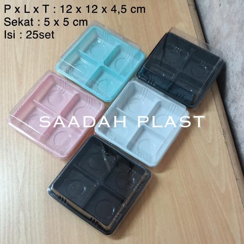 Jual Mika Puding Mini Sekat 4 + Tutup / Tray Box Kotak Isi 4 Pcs Kue ...