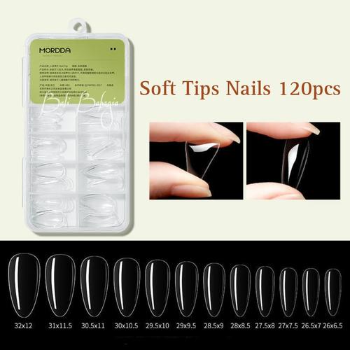Jual Soft Gel Elastic Nail Tips Almond Shape Isi 120 Tips per Box ...