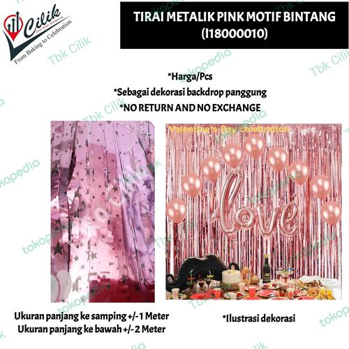 Jual tirai+backdrop+plastik+metalik+pink+bintang+dekor+acara+pesta ...