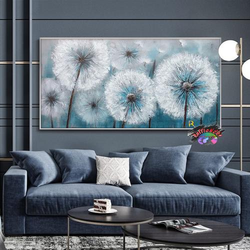 Jual Lukisan Tangan Modern Abstract White Flower Oil Painting on Canvas ...