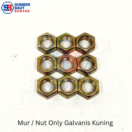 Jual M6 x 1.00 Mur Besi Galvanis Kuning Nut Only Hexagon 6 mm isi 100 pcs - Jakarta Utara ...