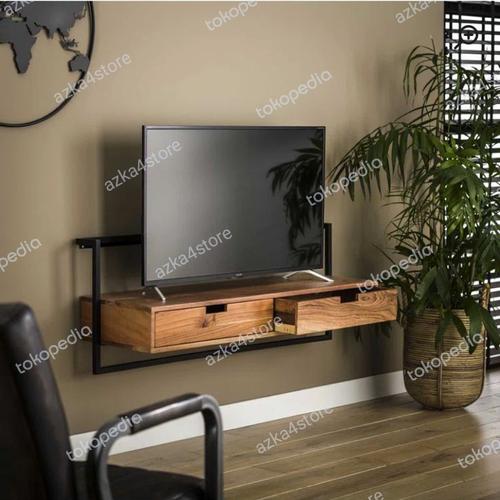 Jual meja tv besi jati minimalis modern terbaru rak dinding tv ...