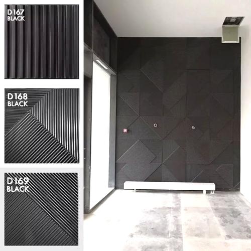 Jual wallpaper dinding wall panel 3D PVC hitam putih dekorasi ruang ...