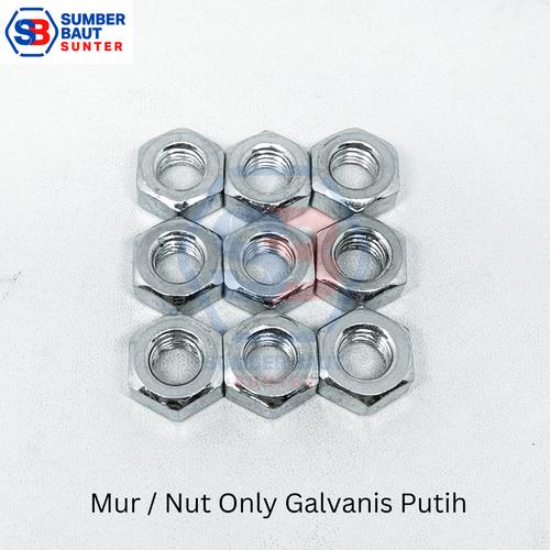Jual M4 x 0.70 Mur Besi Galvanis Putih Nut Only Hexagon 4 mm isi 100 pcs - Jakarta Utara ...