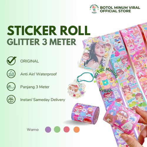 Jual Sticker Momo Roll Glitter Viral 3 Meter Tahan Air - Princess Pink ...