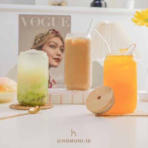 Jual Can Glass Cooler/Gelas Mug Kaca Transparan/Coffee Milk Aesthetic ...