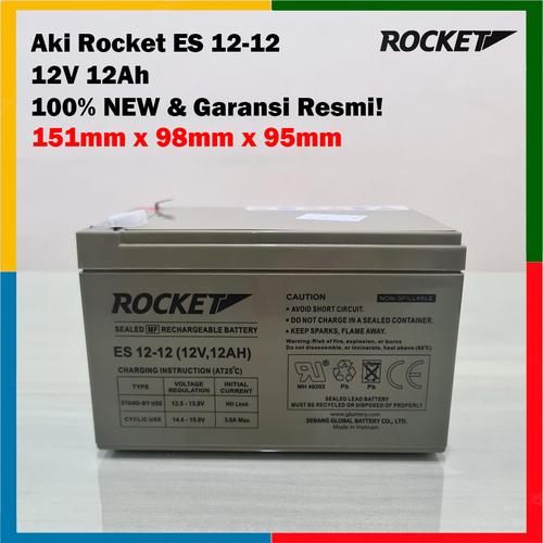 Jual Aki Rocket ES 12-12 VRLA MF 12V 12Ah Baterai Accu Kering ES-12-12 ...