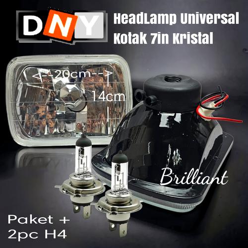 Promo Head Lamp - 7 inch Kristal - Bulat dan Kotak - Plus Bohlam H4 ...