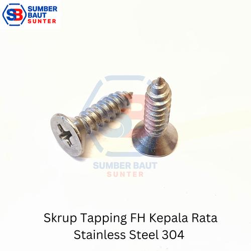 Jual FH 14x2 Tapping Screw Stainless 304 - Skrup Kepala Rata 14 x 2 ...