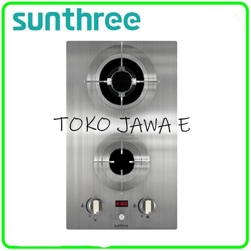 Jual KOMPOR GAS KACA 2 TUNGKU STAINLESS SUNTHREE GH-2S STH + Timer ...
