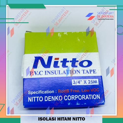 Jual LEM LAKBAN ISOLASI LISTRIK KABEL PVC HITAM NITTO 3/4 INCH 25 METER ...