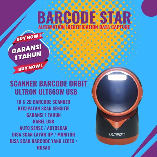 Jual BARCODE SCANNER OMNI DIRECTIONAL 2D QR CODE ULTRON ULT-669W USB ...