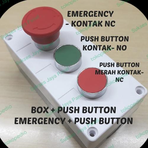 Jual emergency+push button+box - merah(nc) hijau(no) 3a~240vac ...