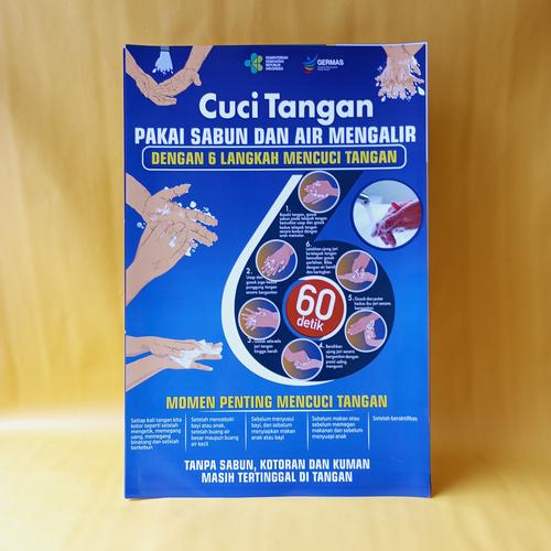 Jual Poster Cuci Tangan | Gunakan Sabun | 6 Langkah Cara Cuci Tangan ...