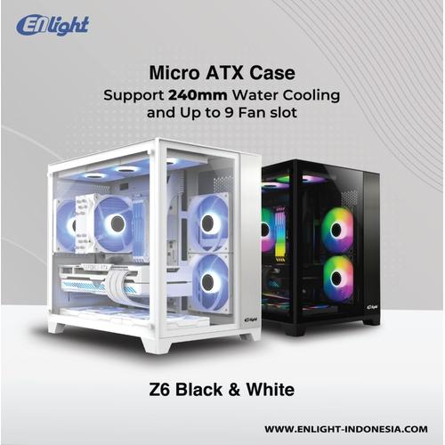 Jual CASING ENLIGHT Z6 mATX TEMPERED GLASS MID TOWER PC CASE GAMING + 3 ...