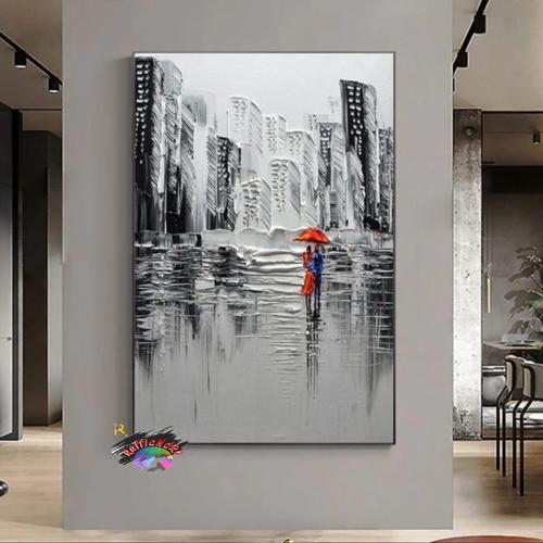 Jual Lukisan Tangan Abstract City Landscape Oil Painting on Canvas ...