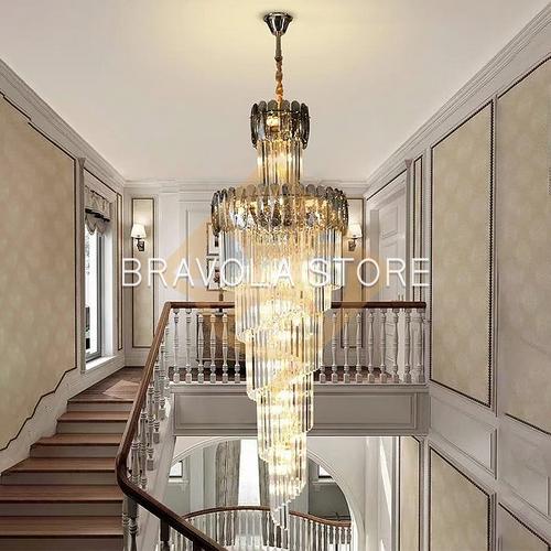 Jual Lampu gantung void kristal modern hias dekorasi ruang hall hitam ...