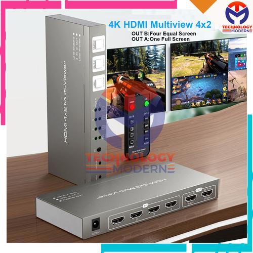 Jual 4K HDMI Quad Multi-Viewer 4x2 (4 Input 2 Output) Seamless ...