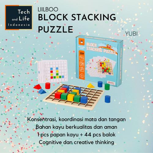 Promo Mainan Edukasi Anak Montessori Kayu Block Stacking Puzzle 3D ...