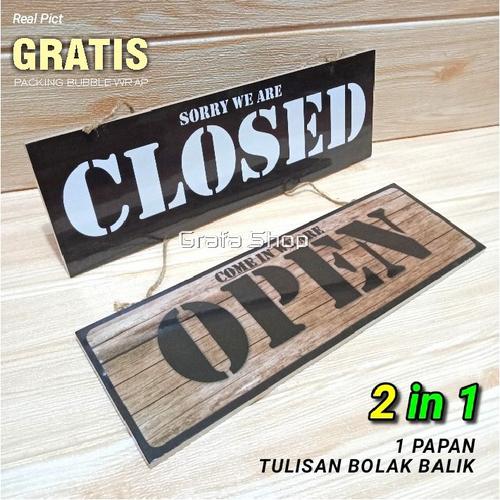 Jual Sign Board Tulisan OPEN CLOSE ( buka tutup ) kayu MDF - Putih ...