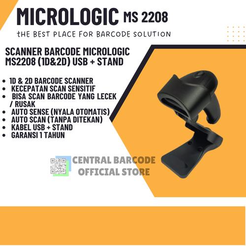 Jual SCANNER BARCODE MS2208 USB MICROLOGIC 1D & 2D PLUS STAND - Jakarta Pusat - Central Barcode ...