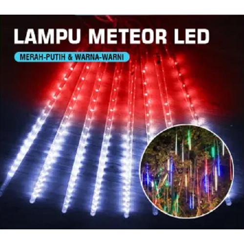 Jual LAMPU METEOR LED HUJAN 50CM ISI 10 BATANG NYALA MERAH PUTIH LAMPU ...