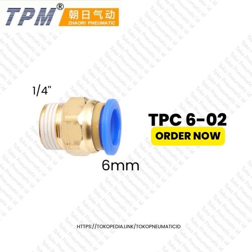 Jual Fitting lurus male pneumatic 6mm drat 1/4" TPC 6-02 - Jakarta ...