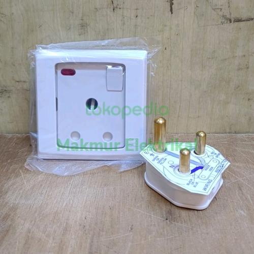 Jual stop kontak ac MK 515 WHI 15A steker AC 3pin bulat/ colokan ac ...
