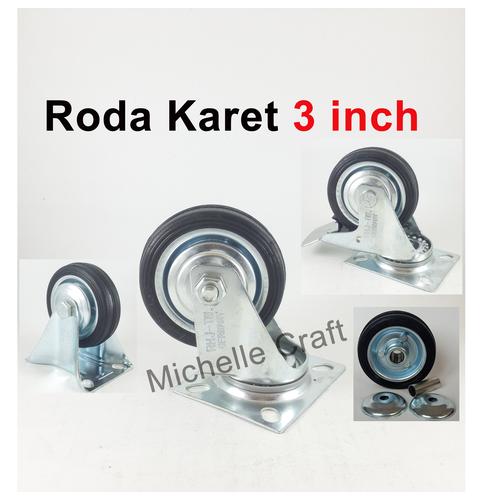 Jual Roda troli 3" 3 inch whell only roda karet trolly roda gerobak ...