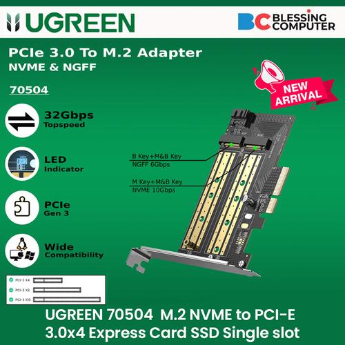 Jual UGREEN 70504 M.2 NVME to PCI-E 3.0x4 Express Card SSD Single slot ...