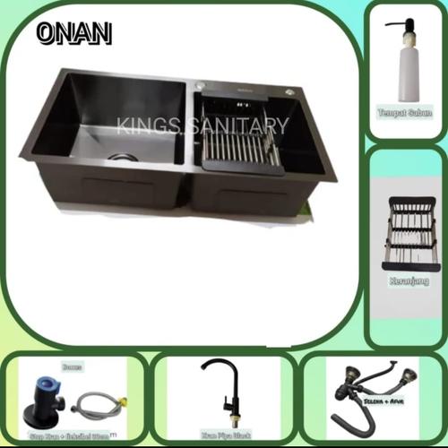 Jual Kitchen sink ONAN ORI 8245 hitam paket lengkap /Bak cuci piring ...