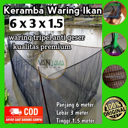 Jual kerambah ikan jaring kotak 6x3x1.5 hapa waring bibit ikan nila ...