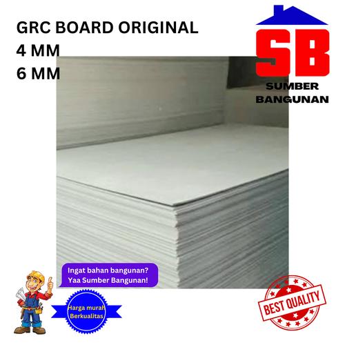 Jual GRC BOARD 4MM ASLI ORIGINAL PAPAN FIBER SEMEN KALSIBOARD PLAFON ...