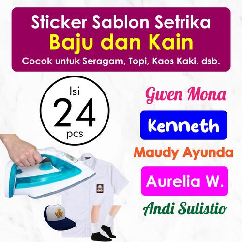 Jual Stiker Label Baju Nama Custom Nama Anak isi 24 Pcs Sablon Kain ...