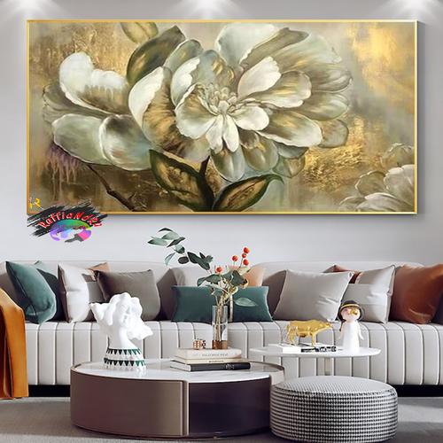 Jual Lukisan Tangan Abstract Golden Floral Oil Painting on Canvas - Kab ...