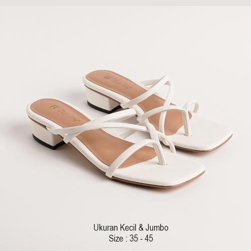 Jual Sendal tali putih heels 3 cm Uk Kecil Bigsize 35-45 wanita kaki ...