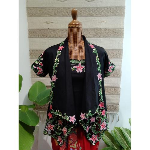 Jual Kebaya Encim Kamisol Kerah Lebar - Tangan Pendek - Hitam, XL ...