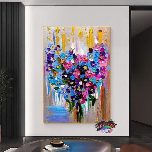 Jual Lukisan Tangan Abstract Colorful Heart-shaped Texture - 60x90 ...
