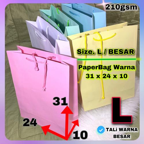 Jual paper bag Besar (SIZE. L) WARNA - paperbag 200g / Tali Warna Besar ...