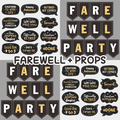 Jual Flag happy retirement farewell party fun props dekor farewell ...
