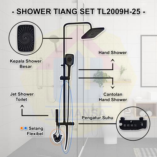 Jual SHOWER TIANG SET JET SHOWER HITAM TL2009H-25 - SHOWER KAMAR MANDI ...
