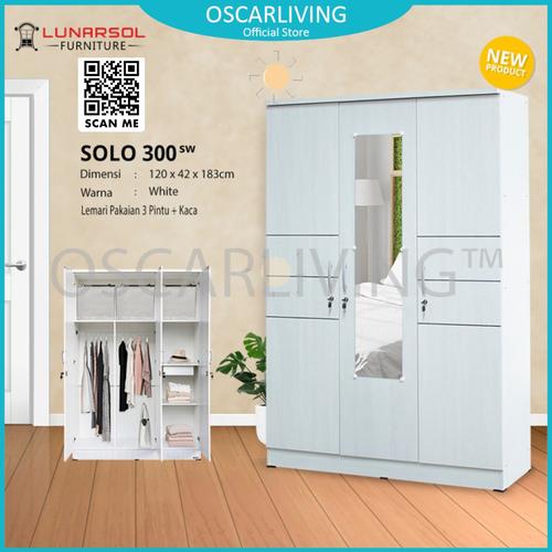 Promo Lemari Pakaian Lunar Solo 300 Minimalis 3 PIntu + Kaca JABODETABEK Cicil 0% 3x - Jakarta ...