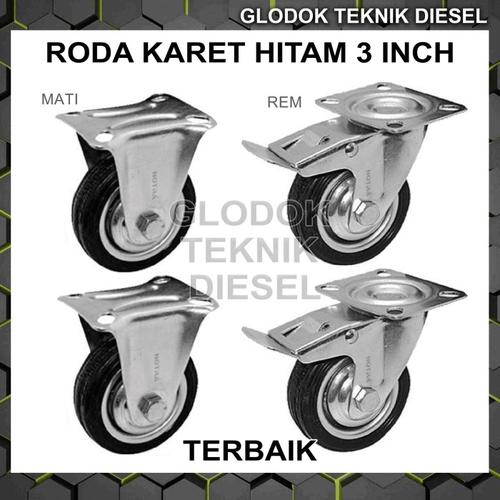 Jual Roda Karet Etalase Trolley Troli 3" INCH 2 Rem Hidup + 2 Mati - 4 ...